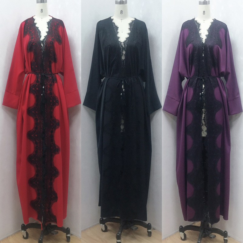 Open Abaya Morocco Thobe Turkish Bat Sleeve Burka Dubai Muslim Islamic ...